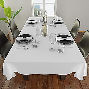 Encasa Homes Solid Color Cotton Canvas Tablecloth - for Family Dinners, Festivals, Indoor & Outdoor Parties and Everyday Use, 100% Cotton, Rectangular, Washable (57"x72", 6 feet, White)