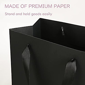 JINMING 12 Large Gift Bags 13x5x10 Inches, Matte Black Gift Bags, Premium Gift Bags with Handles for All Occasions