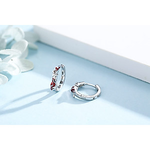 Cardinal Earrings 925 Sterling Silver Red Cardinal Hoop Earrings Cardinal Jewelry Gifts for Women