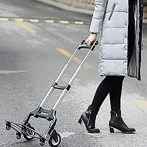 NEOCHY Trolleys,Shopping Cart Folding Grocery Shopping Cart with 2 Wheels Aluminum Alloy Luggage Cart Utility Cart Trolley for Shopping Luggage Tools Grocery Cart/Blue