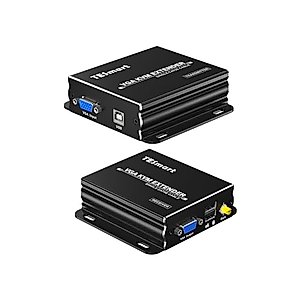 TESmart 1080P 60Hz Long Range 984ft USB VGA KVM Extender Over Cat5e Cat6 Ethernet Cable (up to 984ft/300m, Sender+Receiver)
