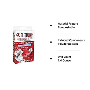 Bleedstop Stop Bleeding in Seconds Emergency First Aid for Home Kids and Family (2) 20g Powder Packets (1)