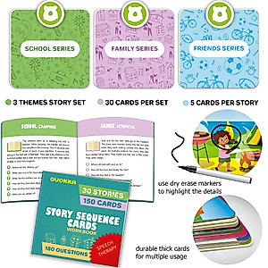 QUOKKA Sequence Speech Therapy Toys for Toddlers 3-4 - Autism Learning Materials Toys for Kids 5-7 | Create a Story Cards | Sentence Building | ABA Therapy | Social Skills | Storytelling Picture Game