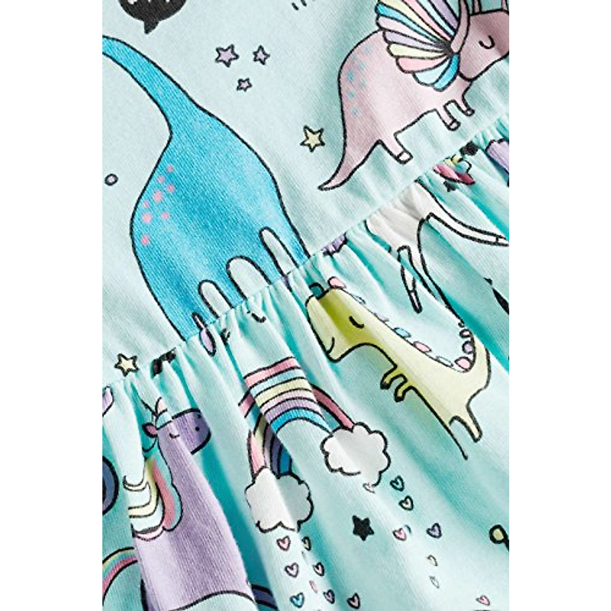 Toddler Girl's Dinosaur Summer Dresses Clothes,Short Sleeve Casual Outfits 4t Blue