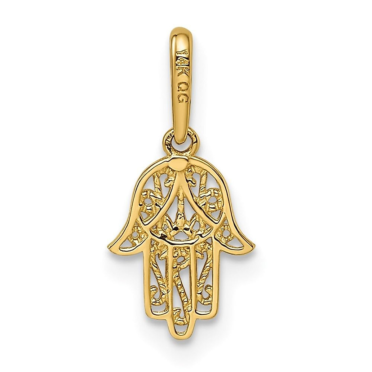 Auriga Fine Jewelry 14k Yellow Gold Hamsa Pendant Fine Jewelry for Women (L-11.25mm, W-7.75mm) (AFJ-QG-YC1502)