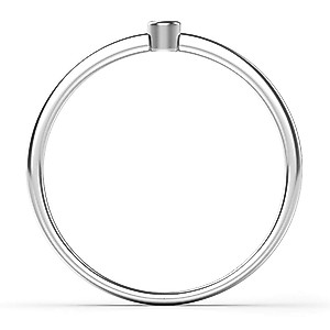 Kobelle Sz 8.0 Solid 10K White Gold Bezel Set Diamond Wedding Engagement Ring