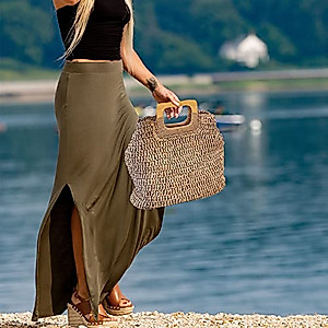 Straw Beach Bag,Women Hobo Summer Woven Large Handbags Straw Tote Bag (Light brown)