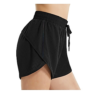 baleaf Women's Swim Shorts Modest Swimsuit Bathing Suit Bottoms 3" Quick Dry Mesh Beach Water Board Shorts with Liner Pocket Black S