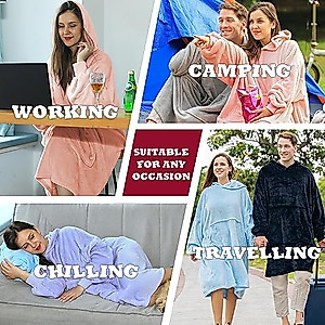 Daverose Oversized Wearable Blanket Hoodie for Women Men Adults, Fleece Hoodie Blanket Sweatshirt with Giant Hood & Pocket for Teens, Cozy Hooded Blanket as A Gift Indoor & Outdoor, Black