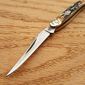 Toothpick Open Folding Pocket Knife Steel Clip Blade Stag Bone Handle Outdoor Survival Hunting Knife for Camping by Survival Steel