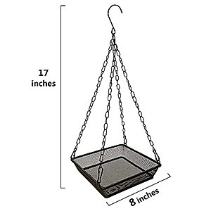 Hanging Bird Feeder Tray Platform Metal Mesh Seed Tray for Bird Feeding Outdoor Garden Decoration for Wild Backyard Attracting Birds