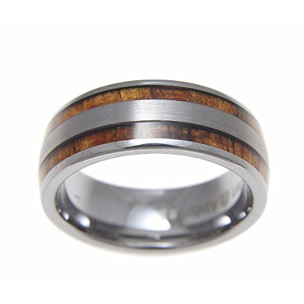 Arthur's Jewelry Tungsten 8mm wedding band ring Hawaiian koa wood inlay comfort fit size 10