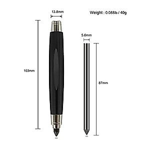 WSD Sketch Up 5.6mm Mechanical Pencil Mechanical Clutch with Built Sharpener (Black)