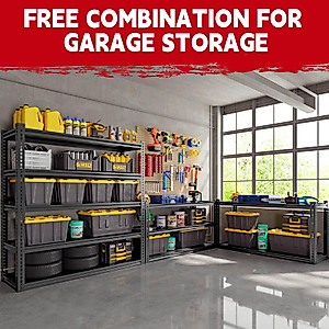 Lauxery 45.2" Wide Garage Shelving Heavy Duty Storage Rack 3000lbs Load Capacity, 5 Tier Adjustable Garage Storage Shelving Units, Boltless Metal Garage Shelf for Storage 72" H X 45.2" WX 18.8" D