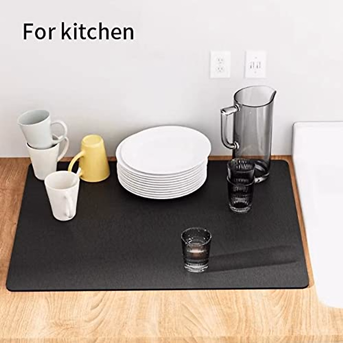 Coffee Mat Coffee Maker Mat for Countertops 12"x19" Absorbent Coffee Bar Mat for Kitchen Coffee Bar Accessories Fit Under Coffee Machine Coffee Pot Grey (12 x 19inch Grey)