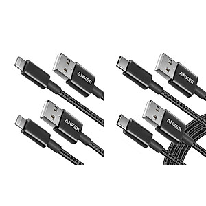 Anker USB C Cable (2-Pack, 6ft), USB A to USB C Charger Cable, Premium Nylon USB A to Type C Charger Cable Premium Double-Braided Nylon Lightning Cable (2-Pack, 6ft), Apple MFi Certified Cable