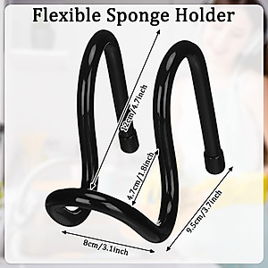 Tiangrid 2 Pcs Adjustable Sling Sponge Holder for Kitchen Sink Hanging Single Sided Sponge Holder Flexible Black Caddy Sink Organizer for Kitchen Accessory