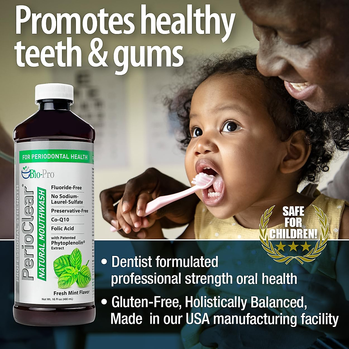 PerioClear Alcohol Free Mouthwash 16oz | Naturally Whitens Teeth | Freshens Breath | Removes Plaque | Minimizes Dry Mouth