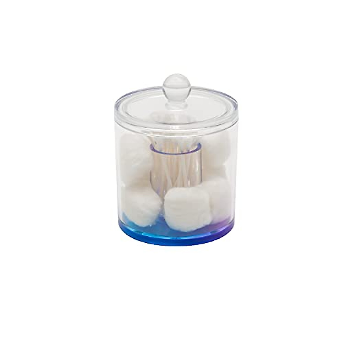 Simplify Q-Tip and Cotton Holder | Dimensions: 3.74" x 3.74" x 4.33" | 2 Compartments | Great for Bathroom | Vanity | Dresser | Durable | Lightweight | Bath Accessories | Ombre