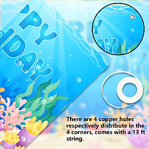 Under The Sea Happy Birthday Banner Backdrop Ocean Animals Under The Sea Theme Decor Decorations for Boys Girls 1st Birthday Party Bday Baby Shower Underwater Blue Party Supplies Photo Booth Props