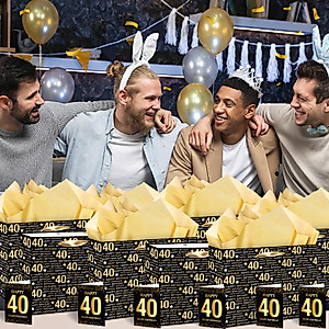 RUMIA Black Gold 40th Birthday Gift Bag with Tissue Paper and 40th Birthday Greeting Card, 40th Birthday Gift Wrapping Paper Bag for Men Women 40th Birthday Party Supplies