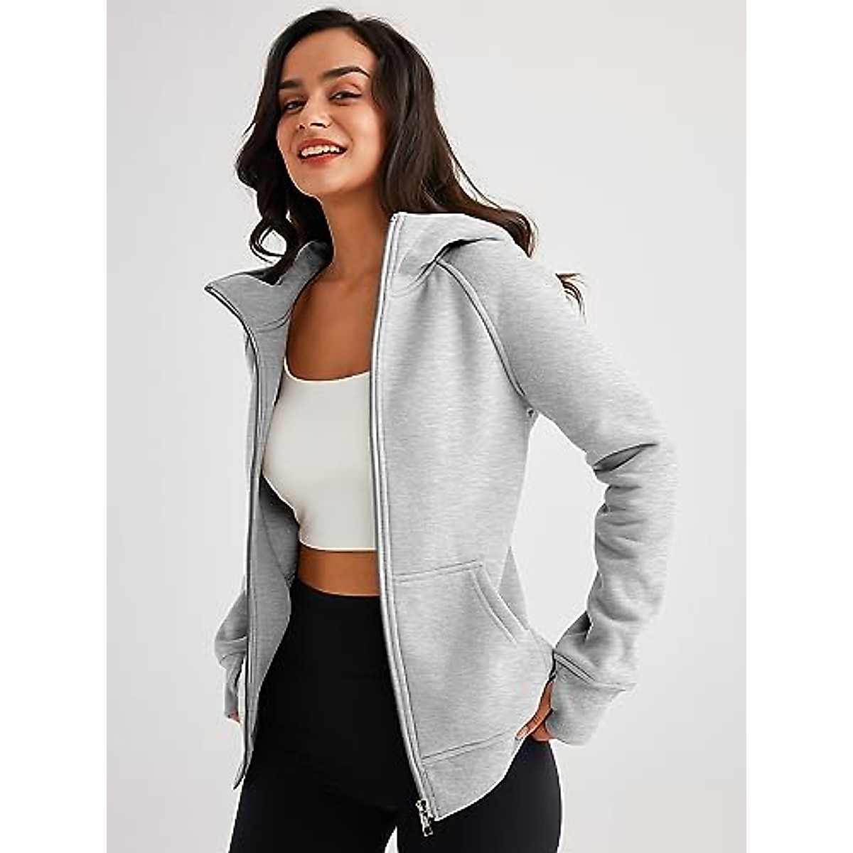 Trendy Queen Womens Fleece Jackets Full Zip Sweatshirts Oversized Hoodies Long Sleeve Sweaters With Pockets Winter Fall Outfits Y2k Fashion Teen Girls Clothes