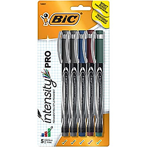 BIC Intensity Fineliner Pro Marker Pen, Fine Tip (0.5mm), Assorted Colors, Smooth & Precision Writing, 5-Count