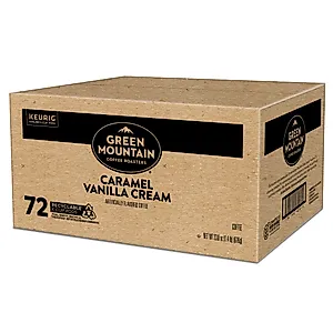 Green Mountain Coffee Roasters Caramel Vanilla Cream, Single-Serve Keurig K-Cup Pods, Flavored Light Roast Coffee, 12 Count (Pack of 6)