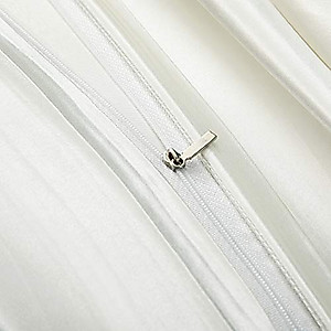 P Pothuiny 5 Pieces Satin Duvet Cover King Size Set, Luxury Silky Like Ivory White Duvet Cover Bedding Set with Zipper Closure, 1 Duvet Cover + 4 Pillow Cases (No Comforter)