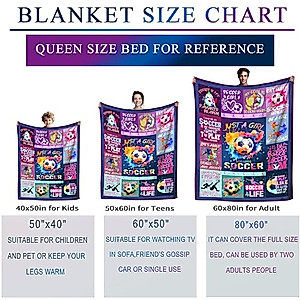 Soccer Girls Blanket,Soft Cozy Flannel Soccer Gifts for Girls,Soccer Blankets and Throws Bed Sofa Christmas Birthday Gifts for Soccer Lovers Soccer Team 50"x40"