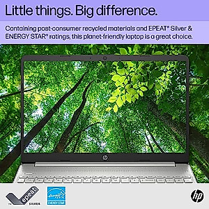 HP 15 inch Laptop, HD Display, AMD Ryzen 5 5500U, 8 GB RAM, 256 GB SSD, AMD Radeon Graphics, Windows 11 Home, 15-ef2099nr (2023),Silver