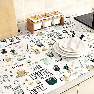 Cute Decorative Non Adhesive Foam Shelf Liner Paper for Kitchen Cabinets Drawer Dresser Pantry Closet (Green, 17.7 by 78.8 Inches)