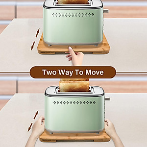 Bamboo Appliance Sliders for Kitchen Small Appliances - Counter Slider for Stand Mixer, Air Fryer, Coffee Maker, Espresso Machine, Toaster, Under Cabinet Sliding Tray for Countertop (14.2"W x 11.8"D)