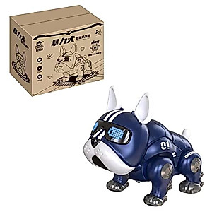 Robot Dog Toy for Kids - Robotic Stunt Puppy Built-in LED Lights and Music - Battery Operated Interactive Puppy with Music for Kids, Technological Dancing Dog Toy Electronic Pets for Kids Germplasm