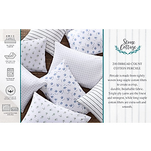 Stone Cottage - Full Sheets, Cotton Percale Bedding Set, Crisp & Cool Home Decor (Trenton Stripe Green, Full)