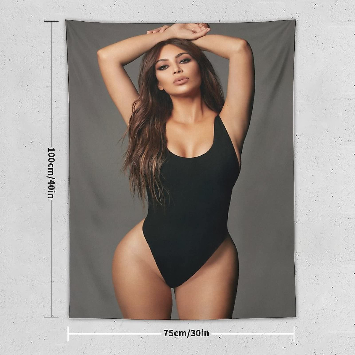 YWVWY Kim Kardashian Poster American Celebrity Poster Tapestry Decorative Painting Polyester Wall Art Living Room Tapestries Bedroom Prints 30"x40"
