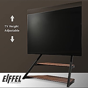 FITUEYES Design Corner Floor TV Stand for 75-100 Inch TV LCD LED Flat Curved TVs Heavy Duty TV Mount with Large Storage Wood Shelf Modern Entertainment Center, Up to 187 lbs, Eiffel Series
