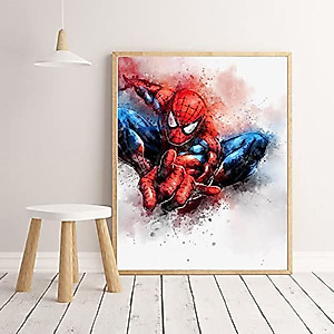 Superhero Spiderman Wall Decor Poster Prints Spider Room Decor For Boys Birthday Gift Set of 4 Nursery Home Wall Poster Decor UNFRAMED (8 x 10 inches)