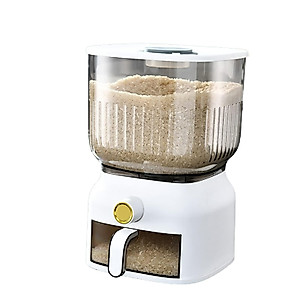 HOMHOLDON 10-15 Lbs Rice Dispenser,Large Grain Storage Container with Rice Cup Food Dispenser Kitchen Organizer for Rice,Beans,Grains,Cereal Dry Food,Small Pantry Food (Square)