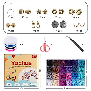 Yochus 10000PCS Clay Beads Bracelet Making Kit, 86 Colors Flat Polymer Heishi Beads Jewelry Kits with Charms and Letter Bead, Crafts Gifts Set for Girls Teens Adults