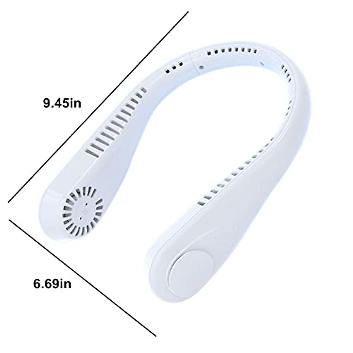 Leafless Hanging Neck Fans - Portable Hands Free Bladeless Fan with 3 Speed Adjustable Strong Wind&No Hair Twisting&Short Charging&Long Use Time for Traveling Outdoor (White), 9.45x6.69x2.4in
