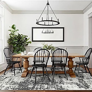 9x12 Area Rugs Living Room Rugs: Large Washable Rug with Anti-Slip Backing Non-Shedding Stain-Resistant Soft Abstract Carpet for Bedroom Dining Room Nursery Home Office - Black