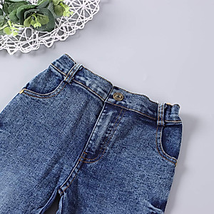 Ritatte Toddler Baby Boys Denim Outfits Short Sleeve Shirts+ Jeans Pants + Scarf 3Pcs Set Kids Casual Summer Clothes 1-6Y(White, 4-5T)