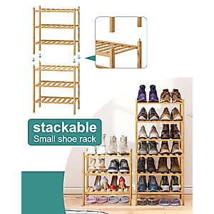 viewcare Small Shoe Rack, 6-Tier Shoe Rack for Entryway, Bamboo Wood Shoe Rack for Closet & Hallway, Long 17.2IN | Beautiful | Functional | Sturdy | Durable
