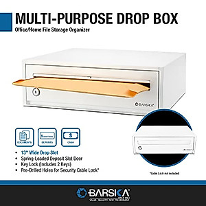 Barska CB13118 Key Lock Multi-Purpose Desktop Envelopes Cash Documents Suggestions Drop Box Organizer White 15.75" x 11" x 4.87"