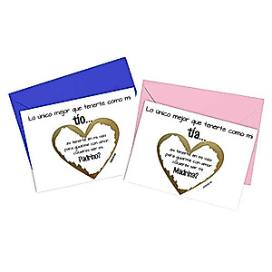 Spanish Will You Be My Godmother and Godfather Proposal Scratch Off Card Set, Madrina Padrino Asking Proposal Cards, Set of 2 (Spanish Tia/Tio Set)