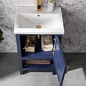 UrbanFurnishing.net Bailey 20" Single Bathroom Vanity with Porcelain Top - Blue