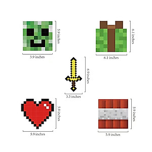 30Ct Pixel Mine Hanging Swirl Decorations - Pixel Mine Birthday Party Supplies Fan Decors