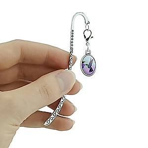 Hummingbird Crowned Woodnymph Purple Violet Metal Bookmark Page Marker with Oval Charm