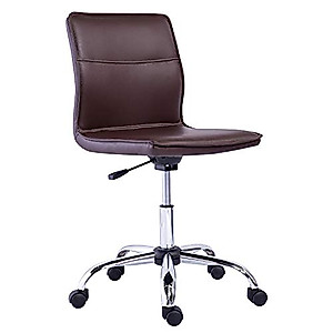 Amazon Basics Modern Armless Office Desk Chair - Height Adjustable, 360-Degree Swivel, 275Lb Capacity - Brown/Chrome